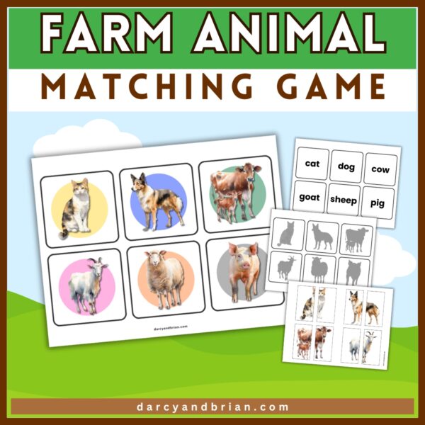 Farm Animal Matching Game Printable for Kids