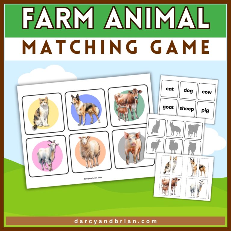 Farm Animal Matching Game Printable for Kids
