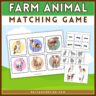Farm Animal Matching Game Printable for Kids