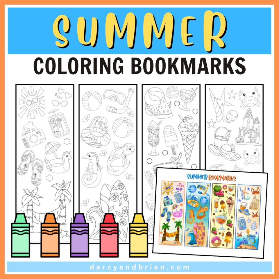 Fun Printable Summer Bookmarks for Kids to Color