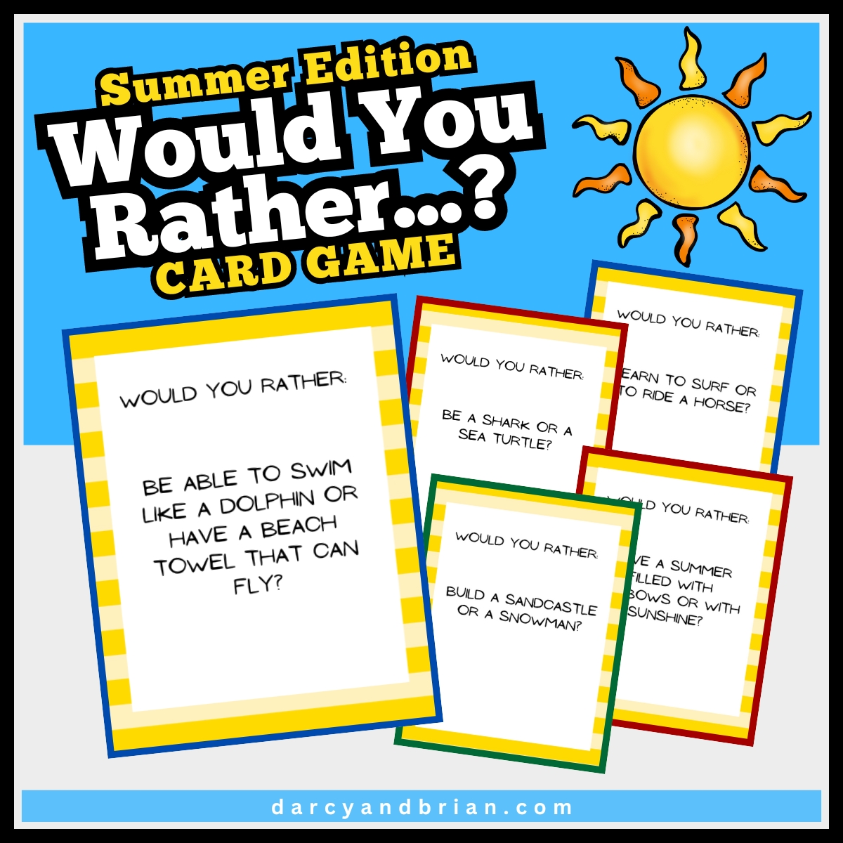 Printable Would You Rather Summer Questions for Kids