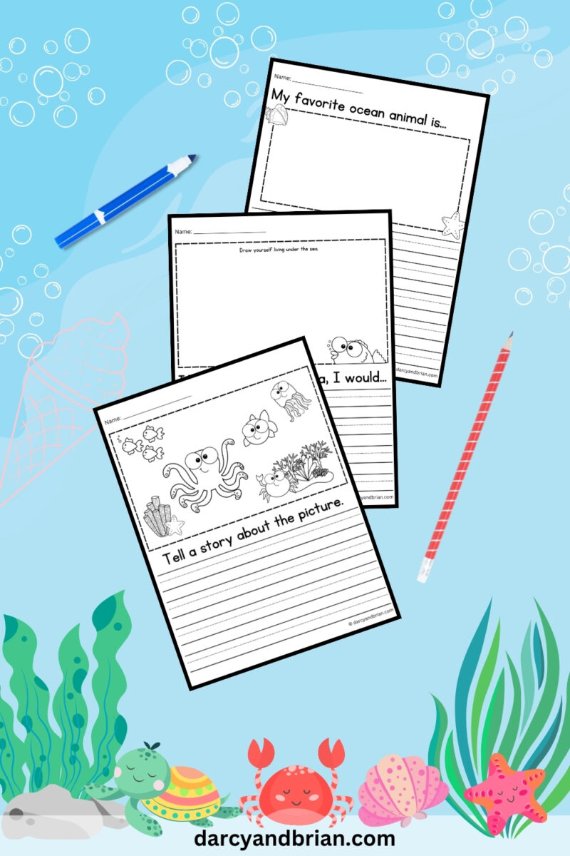 Ocean Themed Writing Prompts for Kids | Printable Worksheets