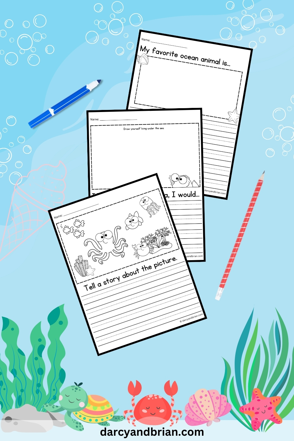 Ocean Themed Writing Prompts for Kids | Printable Worksheets