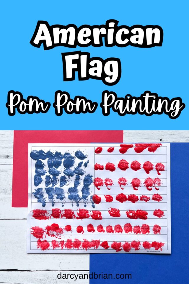 Easy Pom Pom Flag Painting Craft for Kids