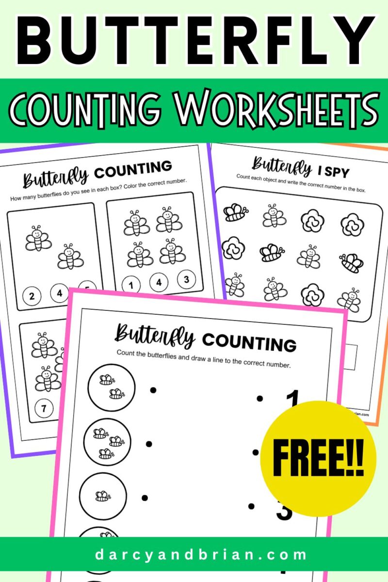 Butterfly Counting Worksheet | Free Preschool Math Printables