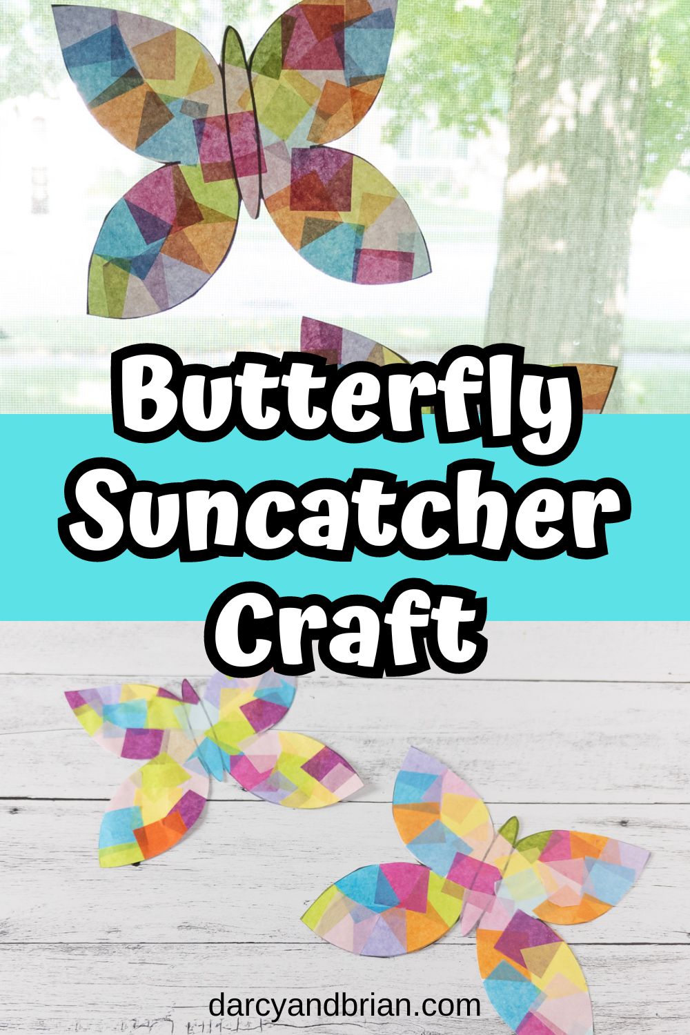 Tissue Paper Butterfly Suncatcher Craft for Kids | Free Template