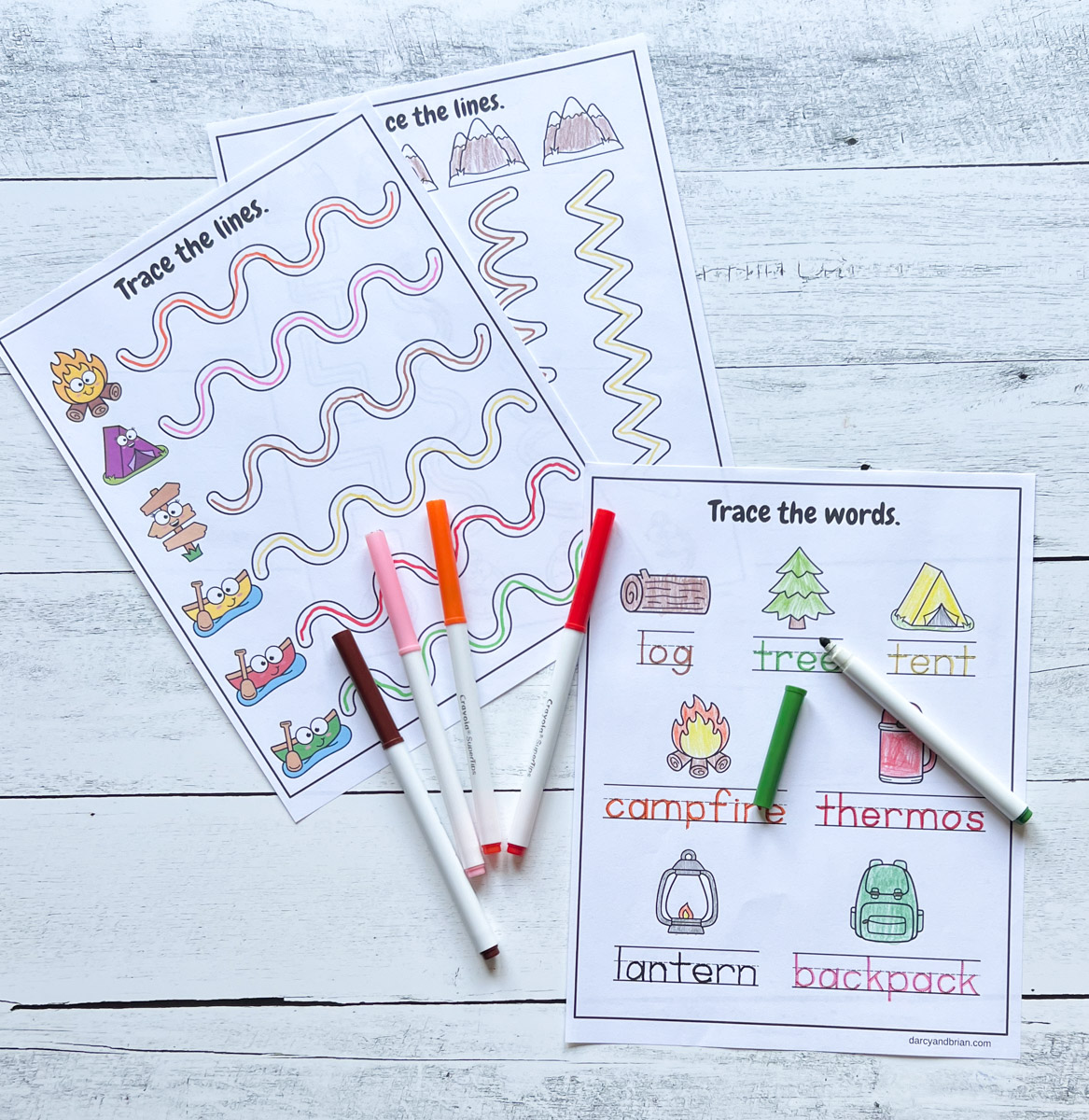 Free Printable Campfire Tracing Worksheet
