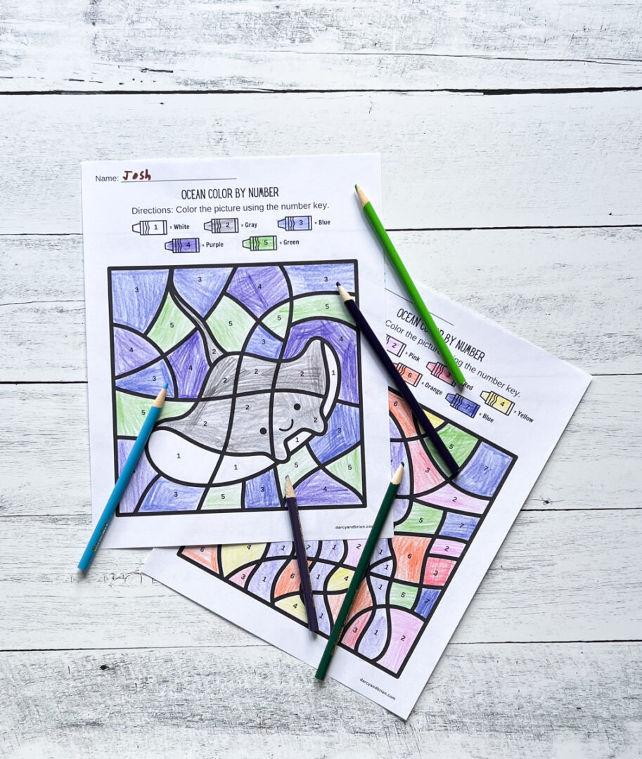 Free Printable Ocean Color By Number Worksheets
