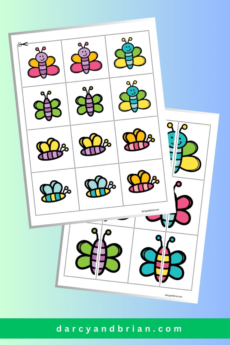 Butterfly Matching Game Printable For Preschoolers