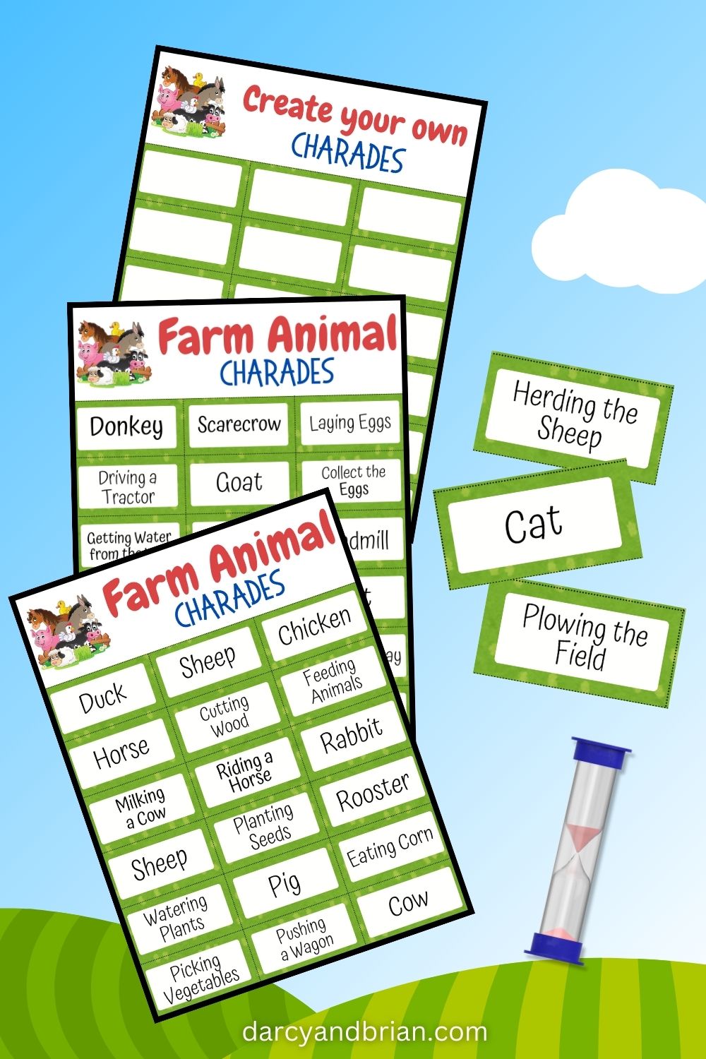 Fun Farm Animal Charades for Kids | Free Printable Game