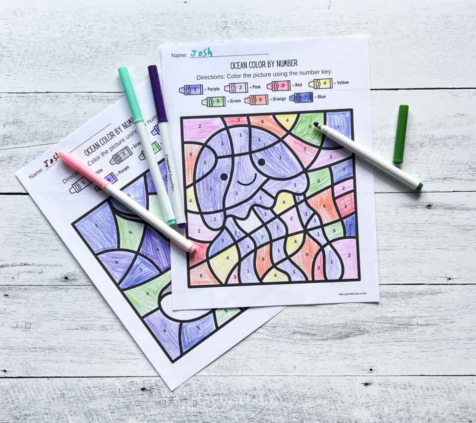 Free Printable Ocean Color By Number Worksheets