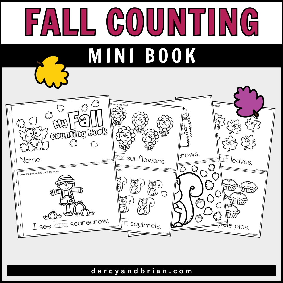 Fall Counting Book Printable for Preschool