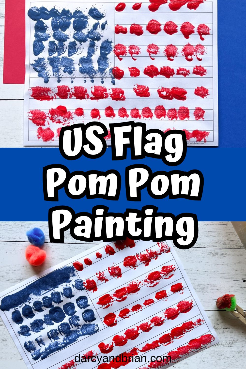 Easy Pom Pom Flag Painting Craft for Kids