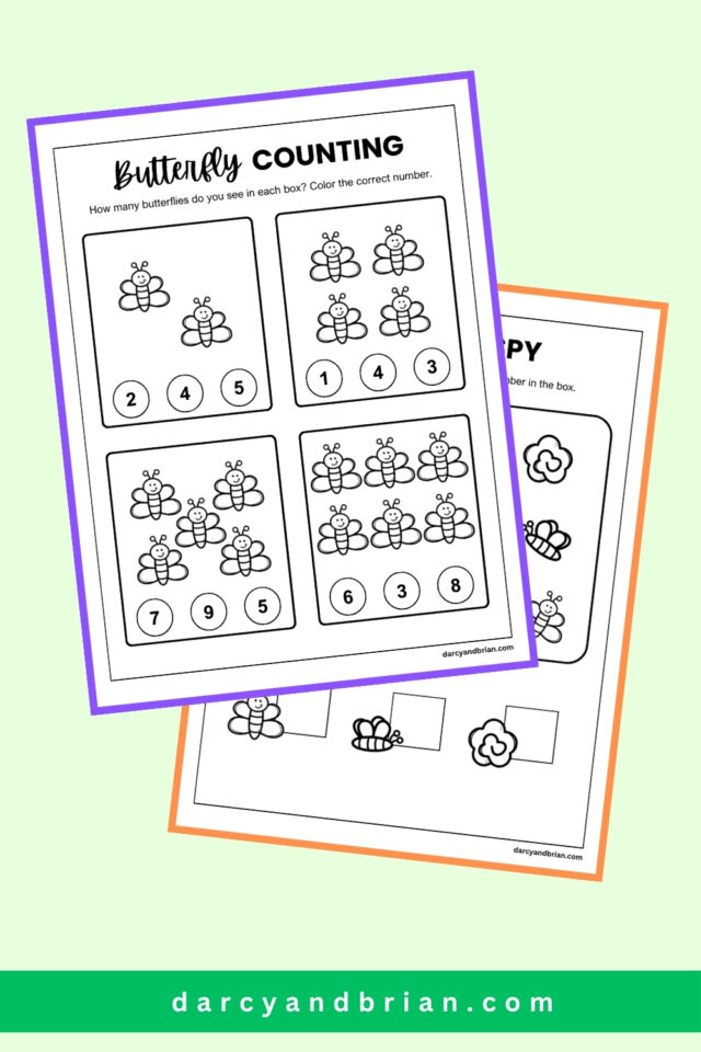 Butterfly Counting Worksheet | Free Preschool Math Printables