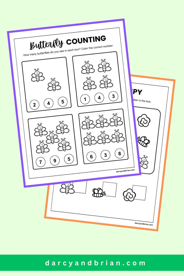Butterfly Counting Worksheet | Free Preschool Math Printables