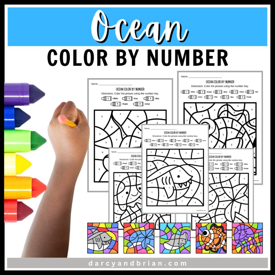 Free Printable Ocean Color By Number Worksheets