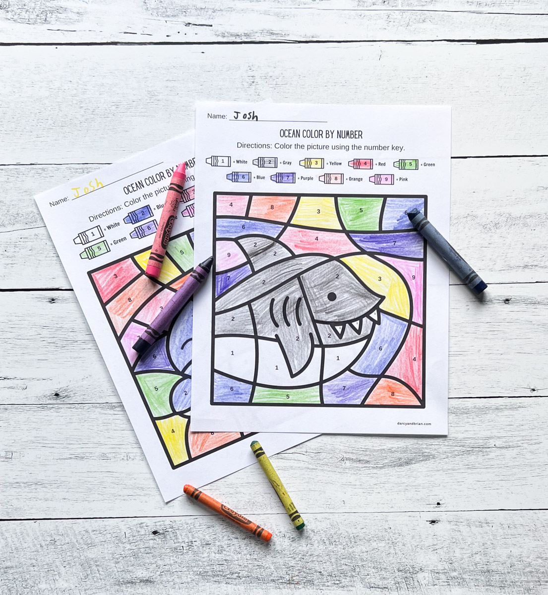 Free Printable Ocean Color By Number Worksheets