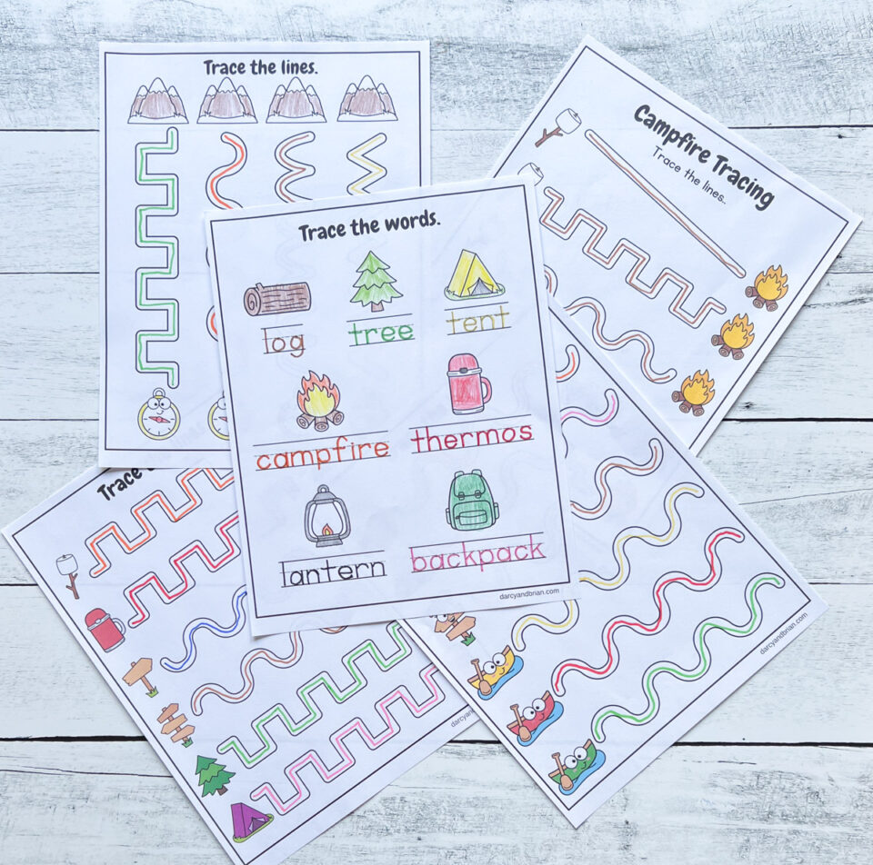Free Printable Campfire Tracing Worksheet
