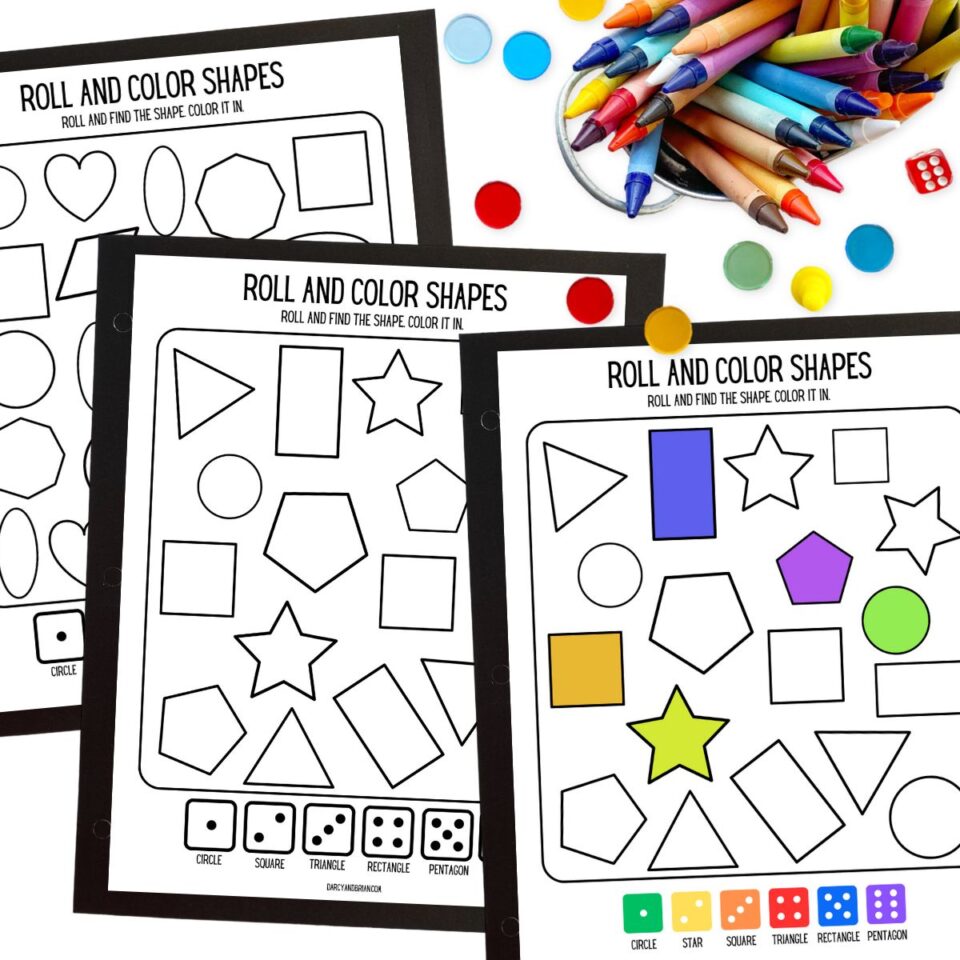 Roll and Color Shapes: Fun Printable Math Activity for Preschoolers