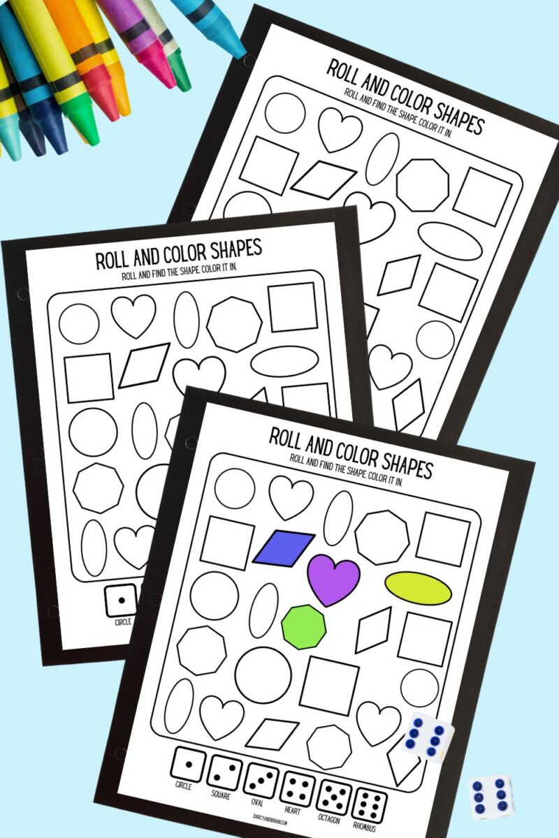Roll and Color Shapes: Fun Printable Math Activity for Preschoolers
