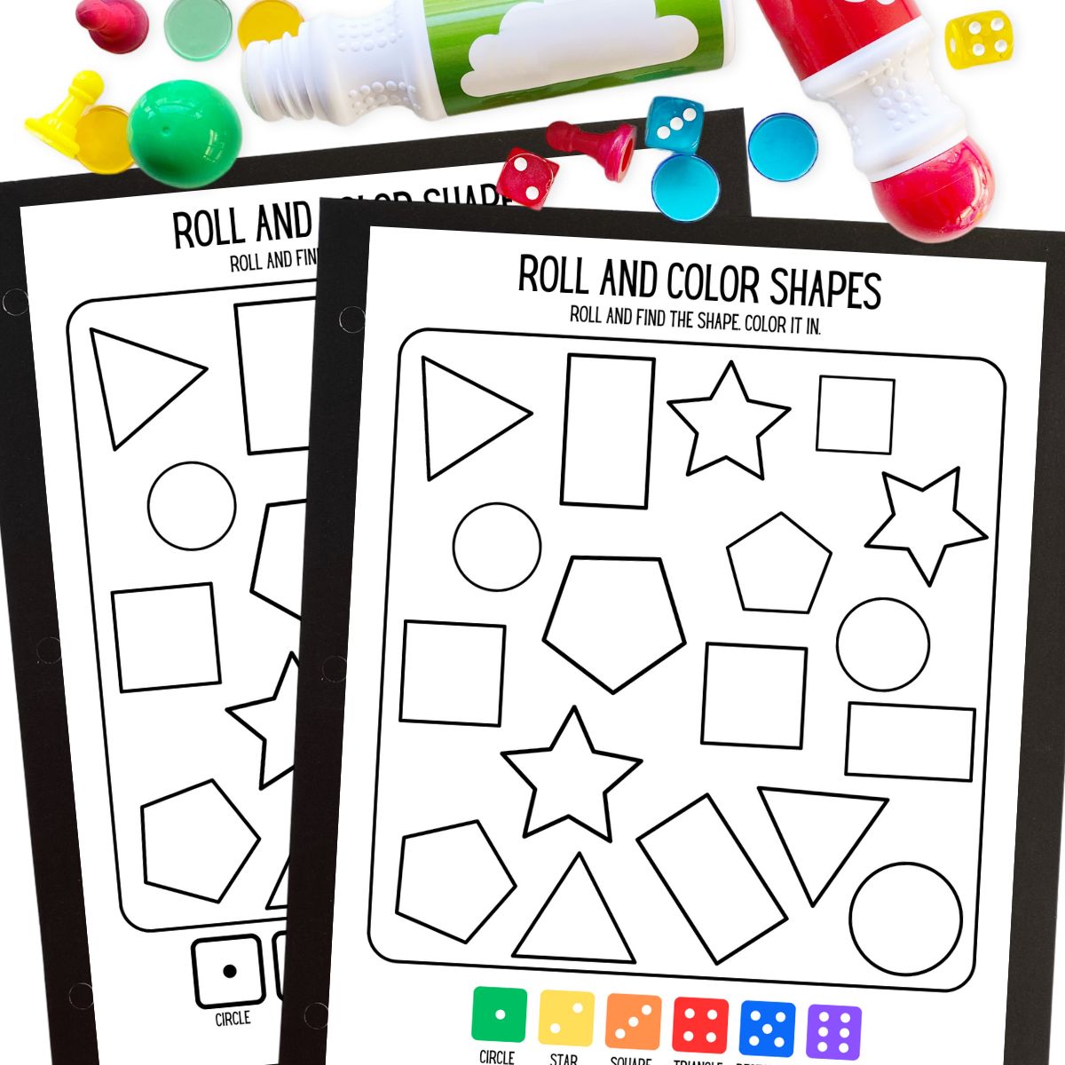 Roll and Color Shapes: Fun Printable Math Activity for Preschoolers