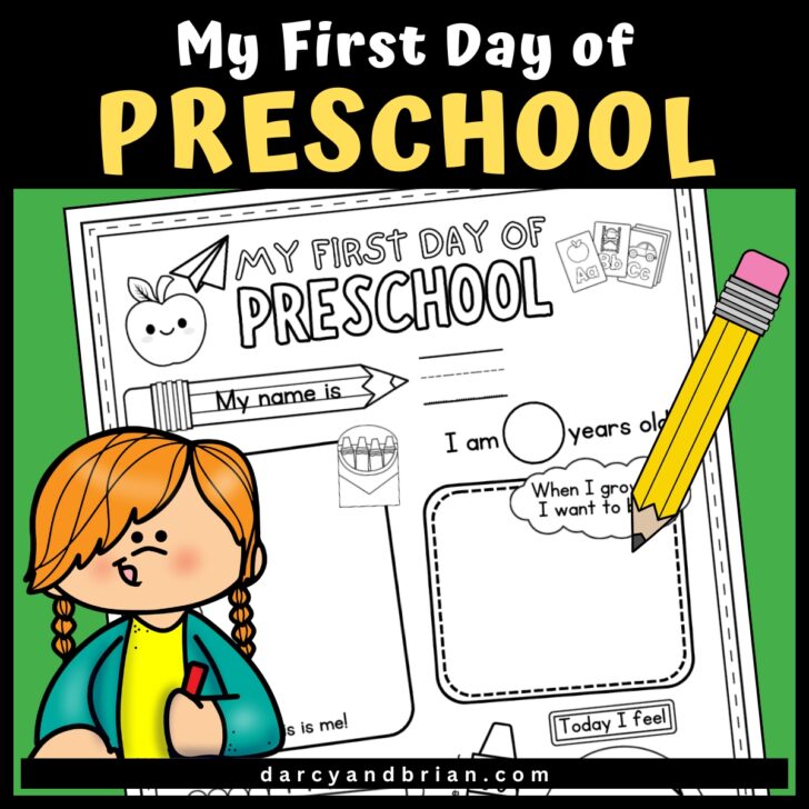 Free Printable My First Day of Preschool Worksheet