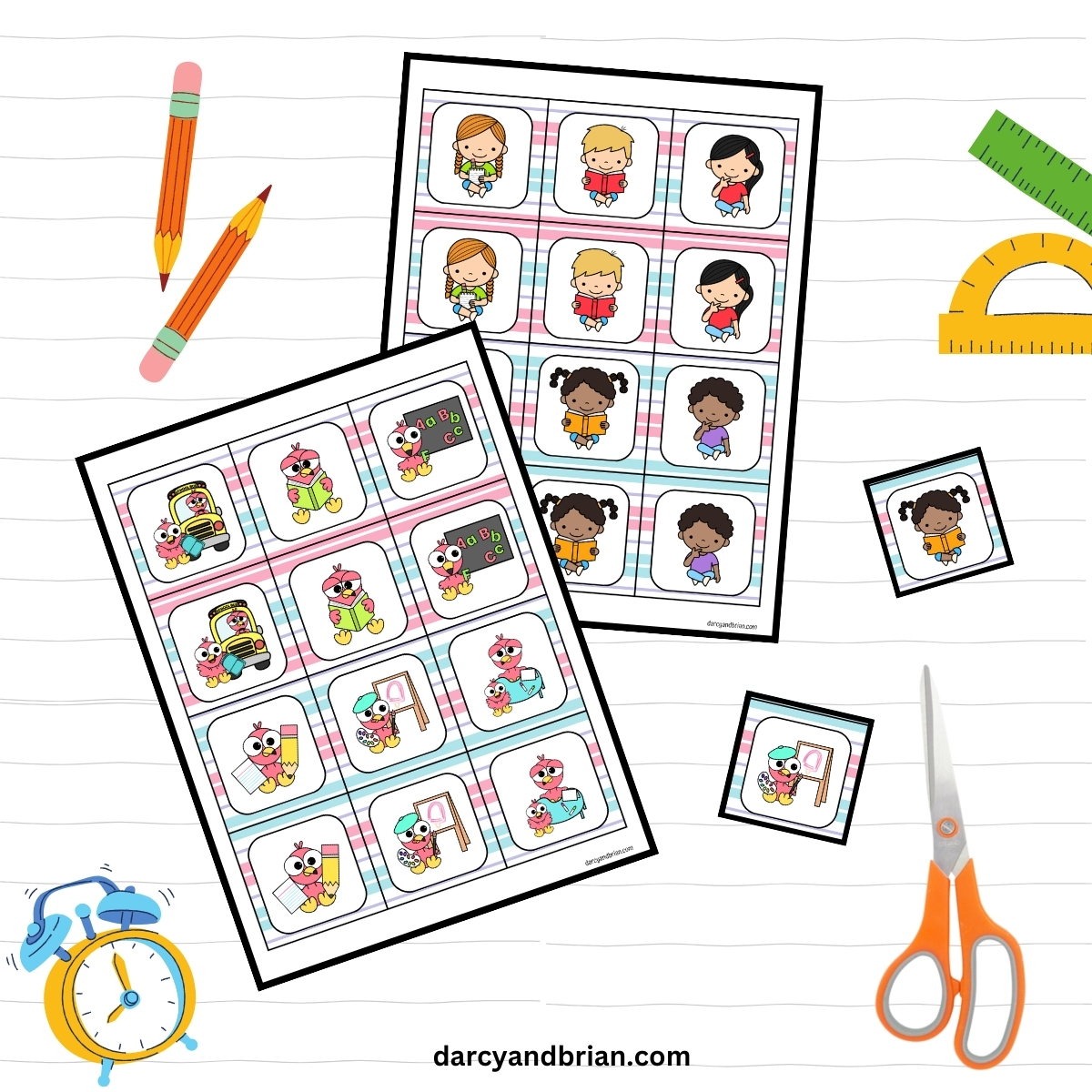 Back to School Matching Game | Free Preschool Printable