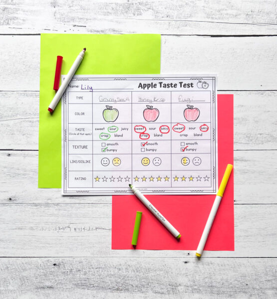 Apple Tasting Worksheet for Kids