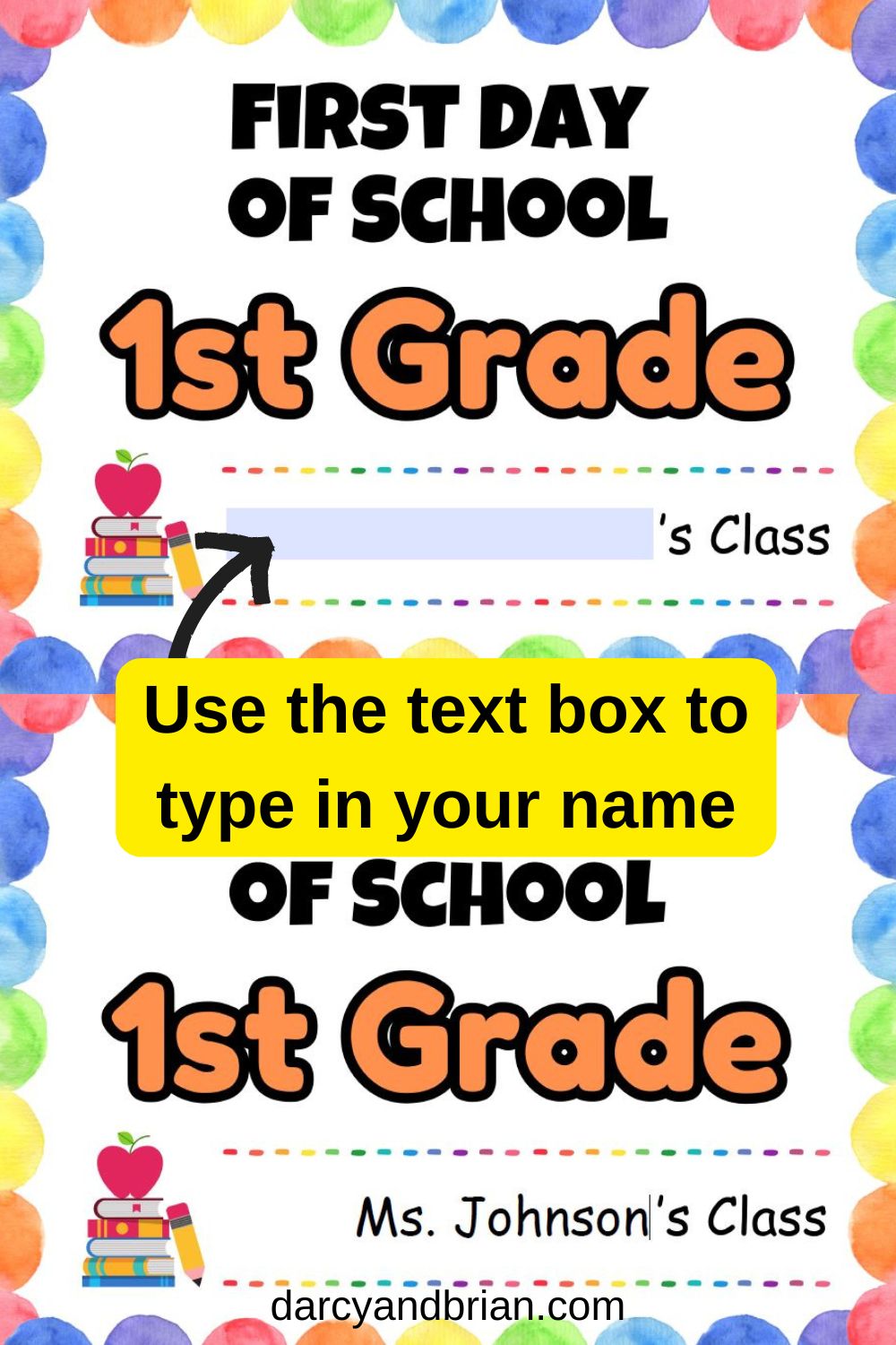 Printable Teacher First Day of School Sign