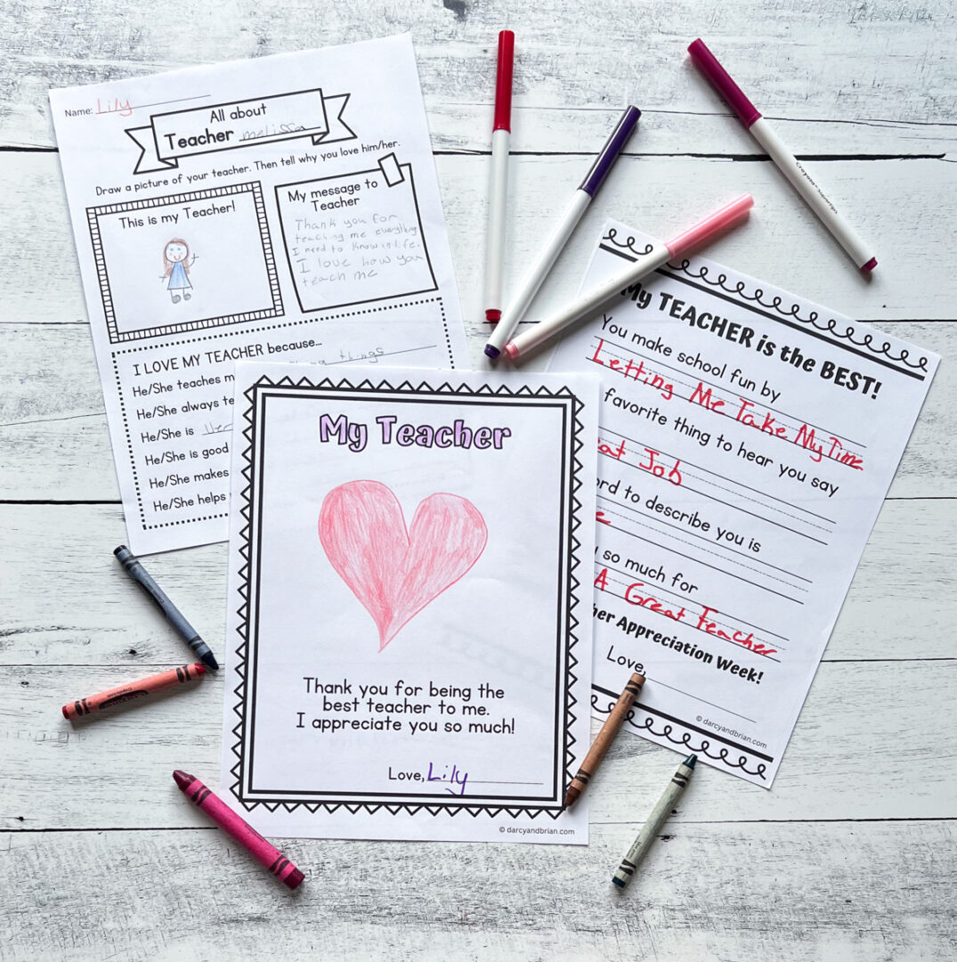 I Love My Teacher Because Free Printable
