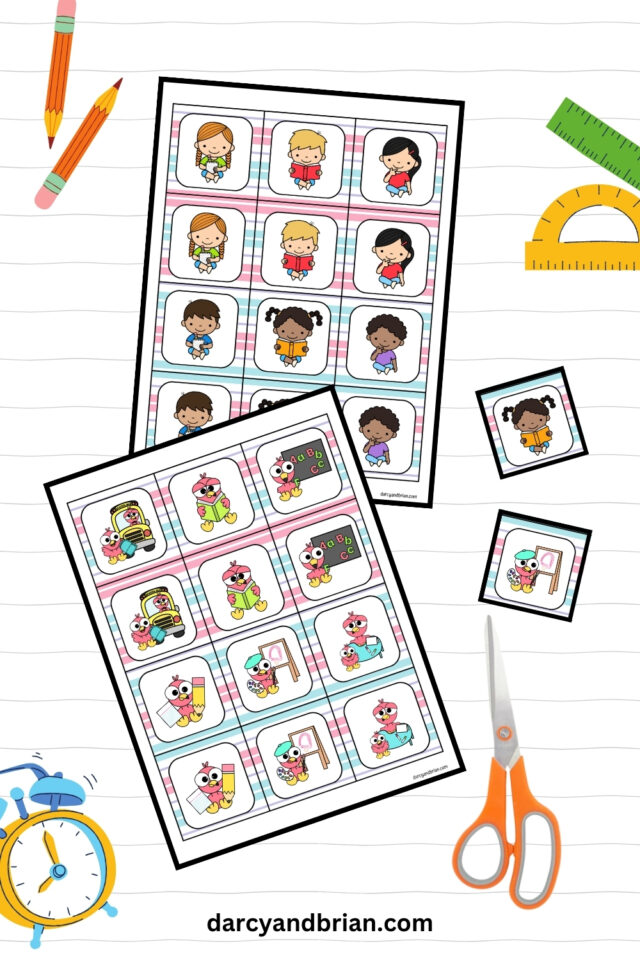 Back to School Matching Game | Free Preschool Printable