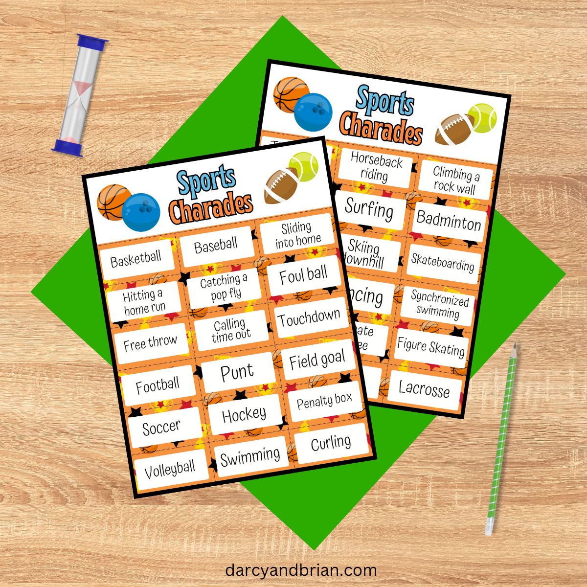 Fun Sports Charades Printable Game for Kids