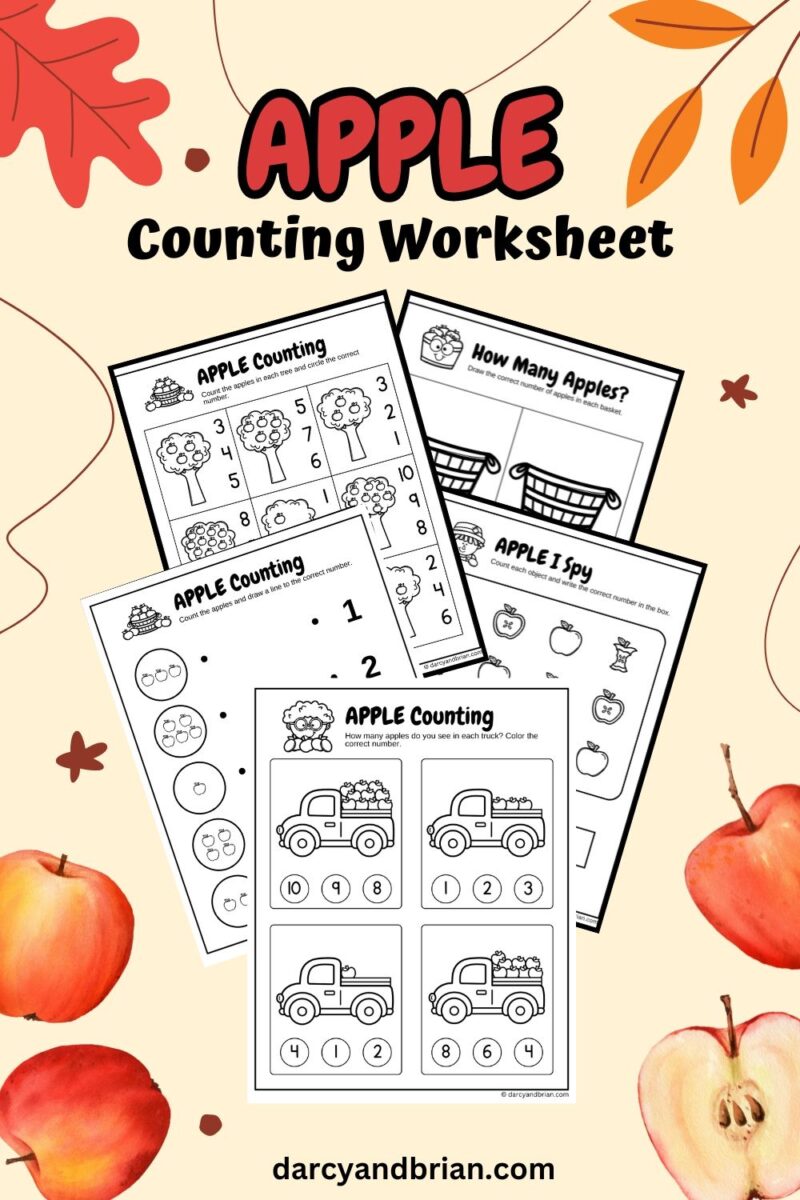 Apple Counting Worksheet for Preschoolers