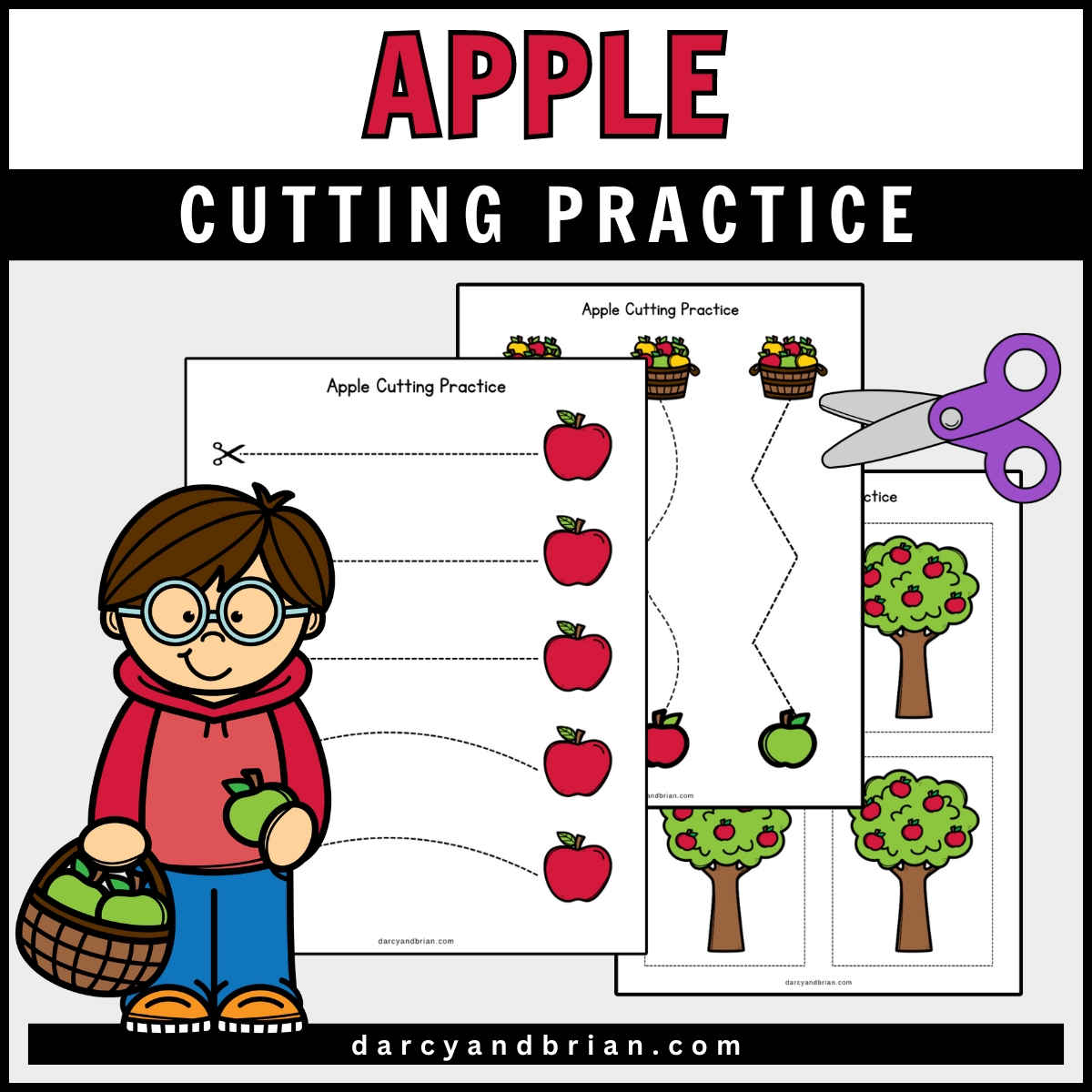 Apple Cutting Worksheet | Printable Fine Motor Activity