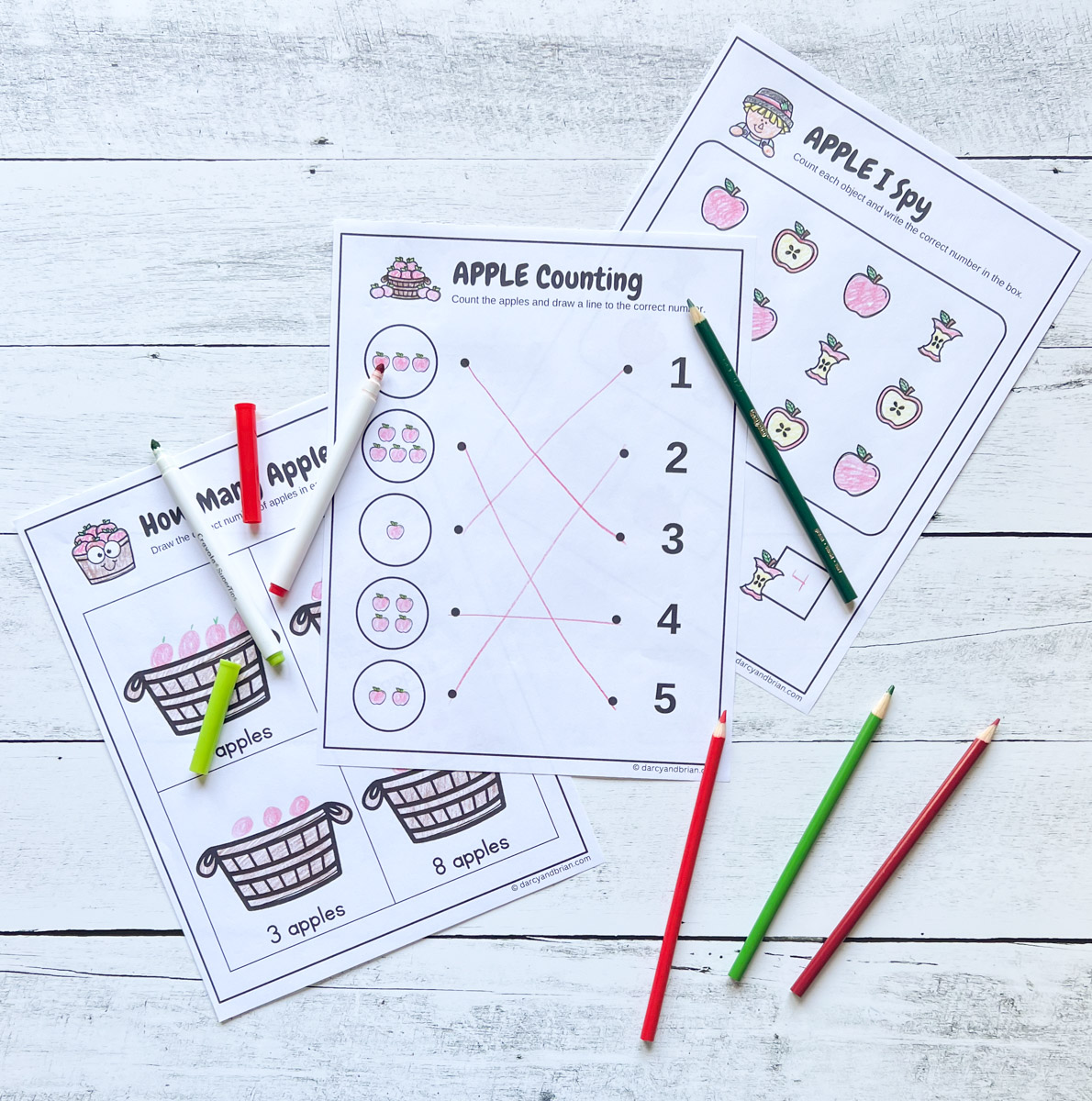 Apple Counting Worksheet for Preschoolers