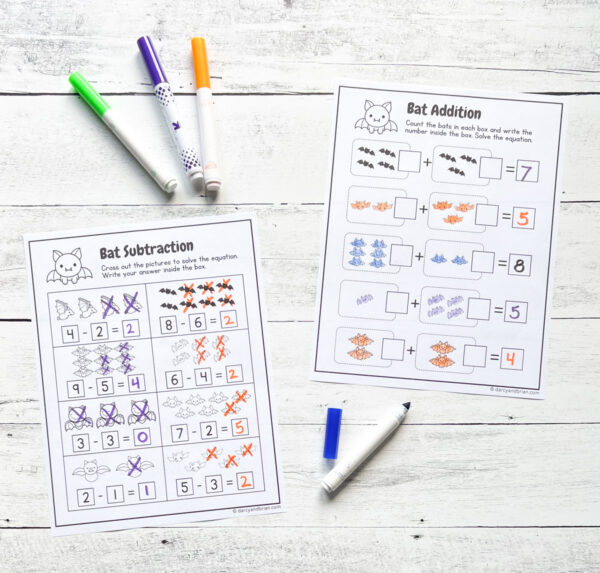 Bat Math Worksheets For Preschoolers