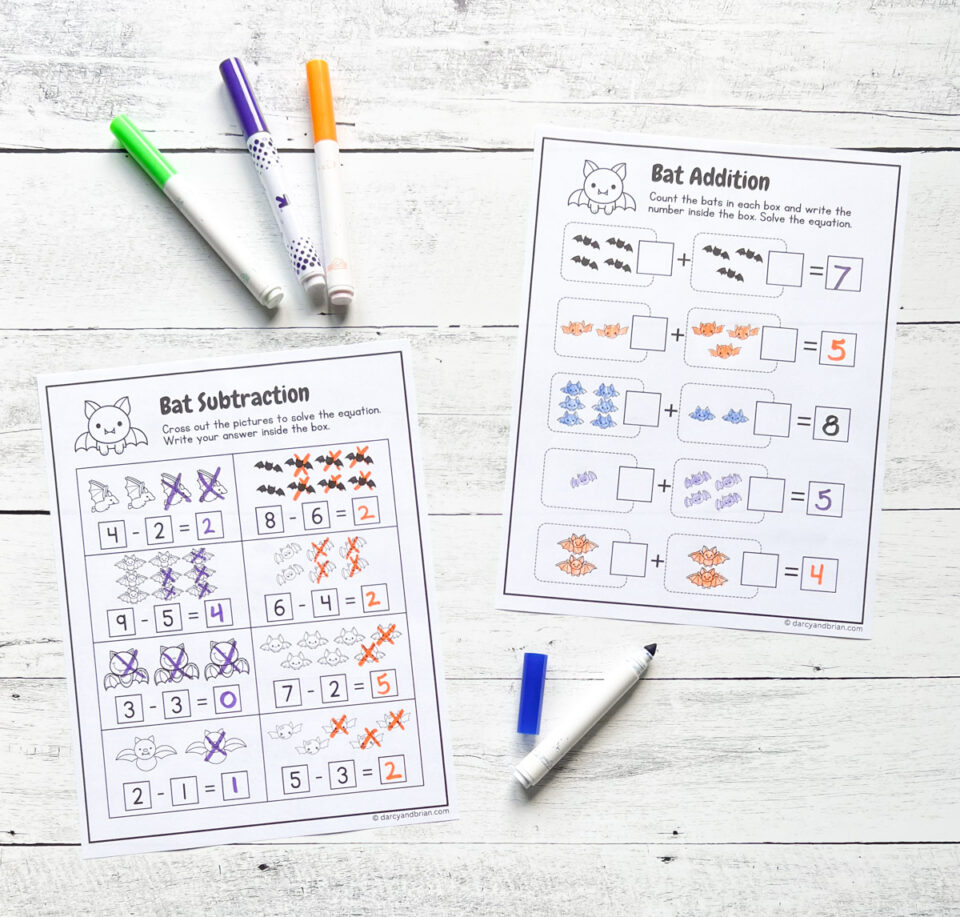 Bat Math Worksheets For Preschoolers