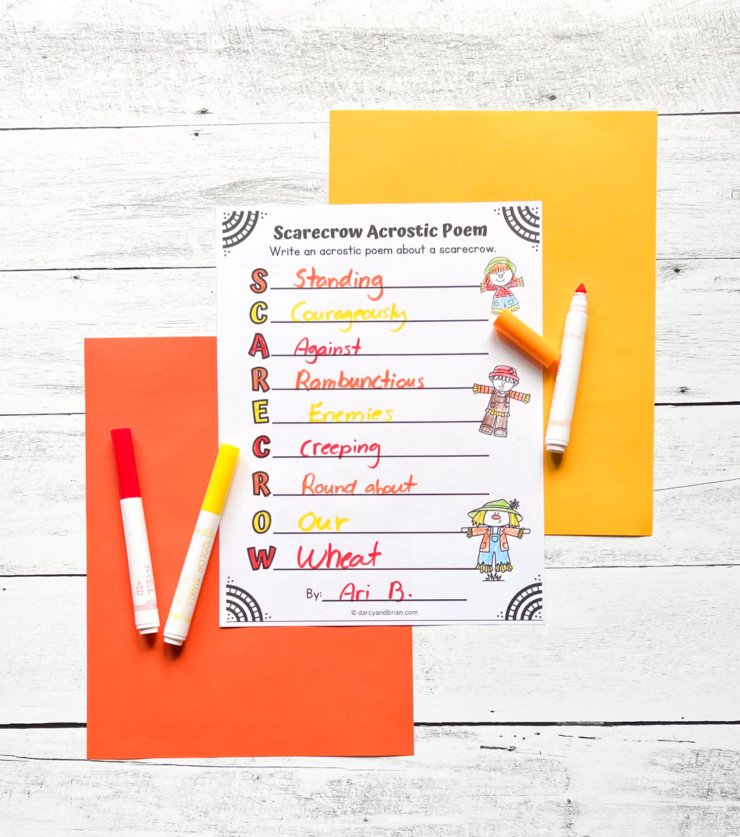Scarecrow Acrostic Poem Printable Worksheet