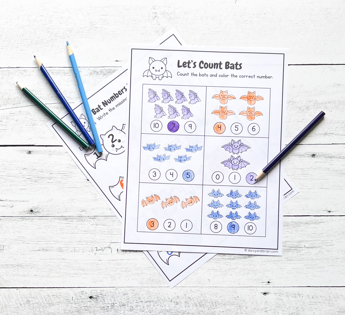 Bat Math Worksheets For Preschoolers