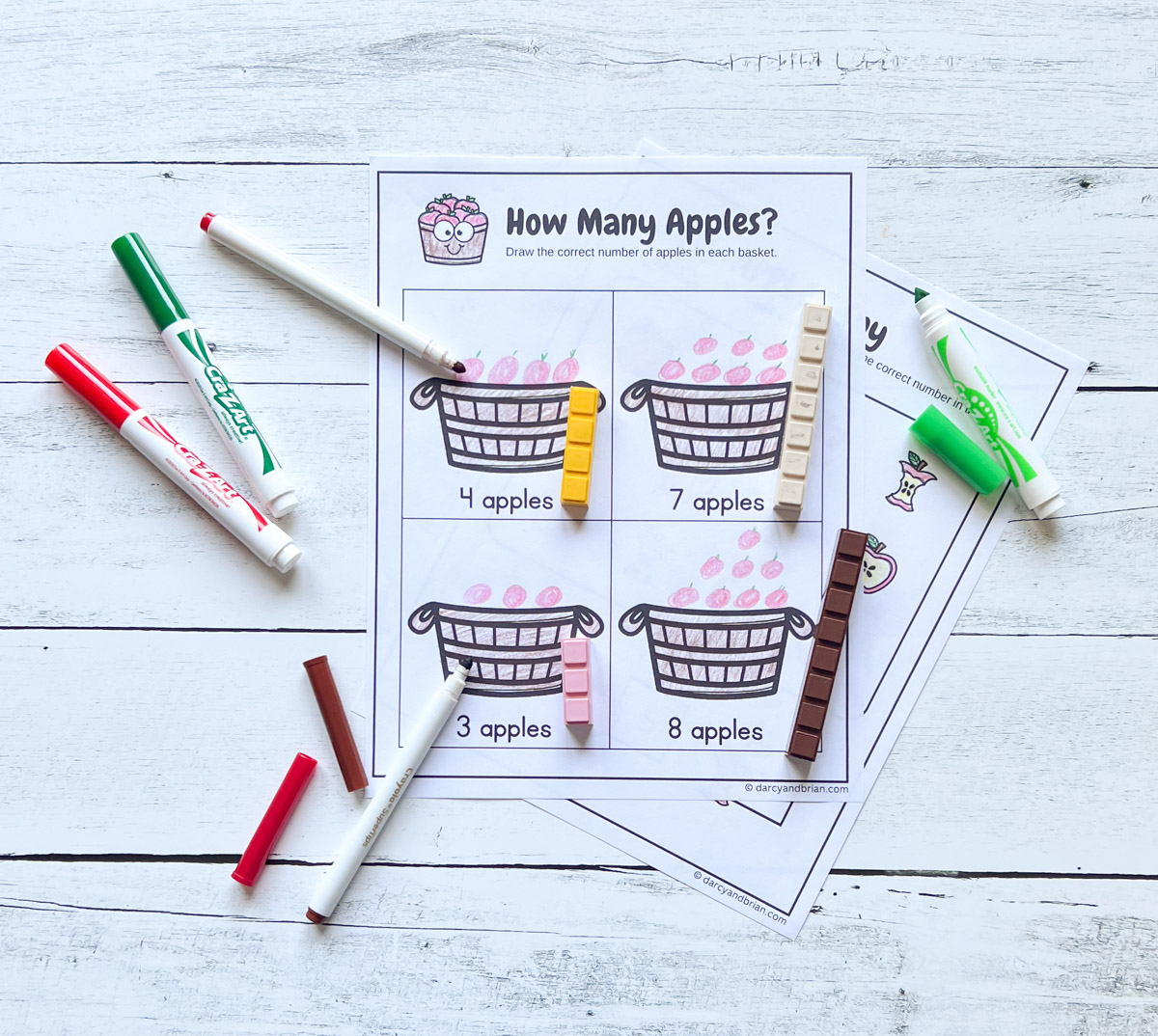 Apple Counting Worksheet for Preschoolers