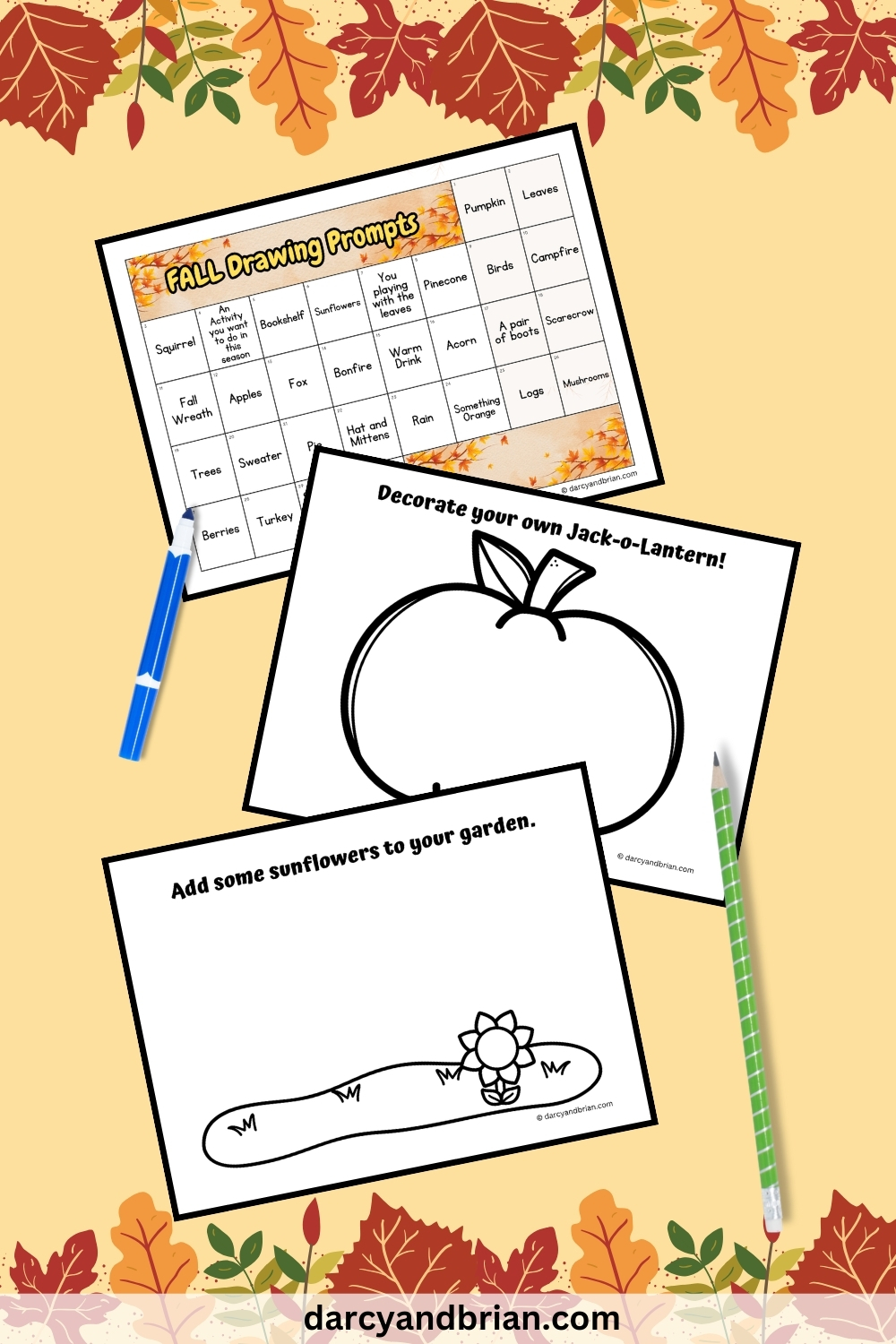 Printable Fall Drawing Prompts for Kids