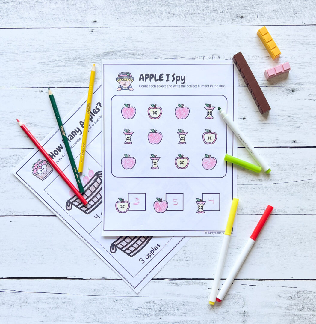 Apple Counting Worksheet for Preschoolers