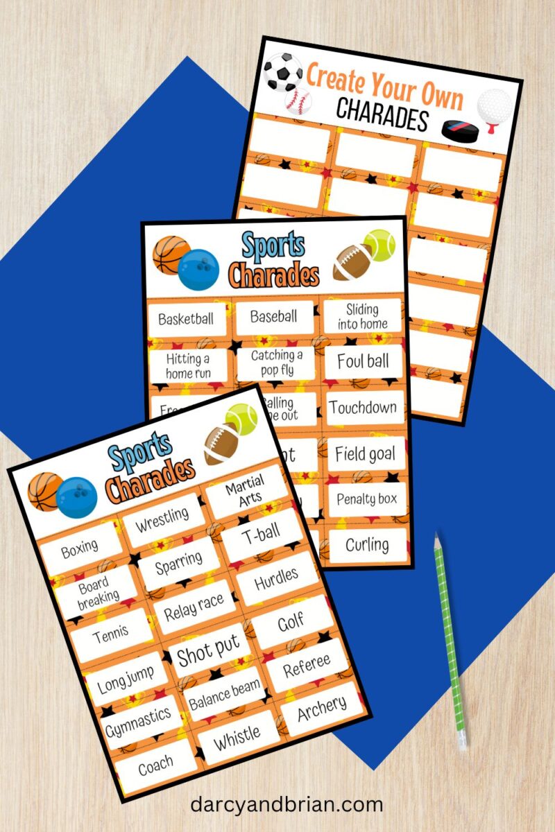 Fun Sports Charades Printable Game for Kids