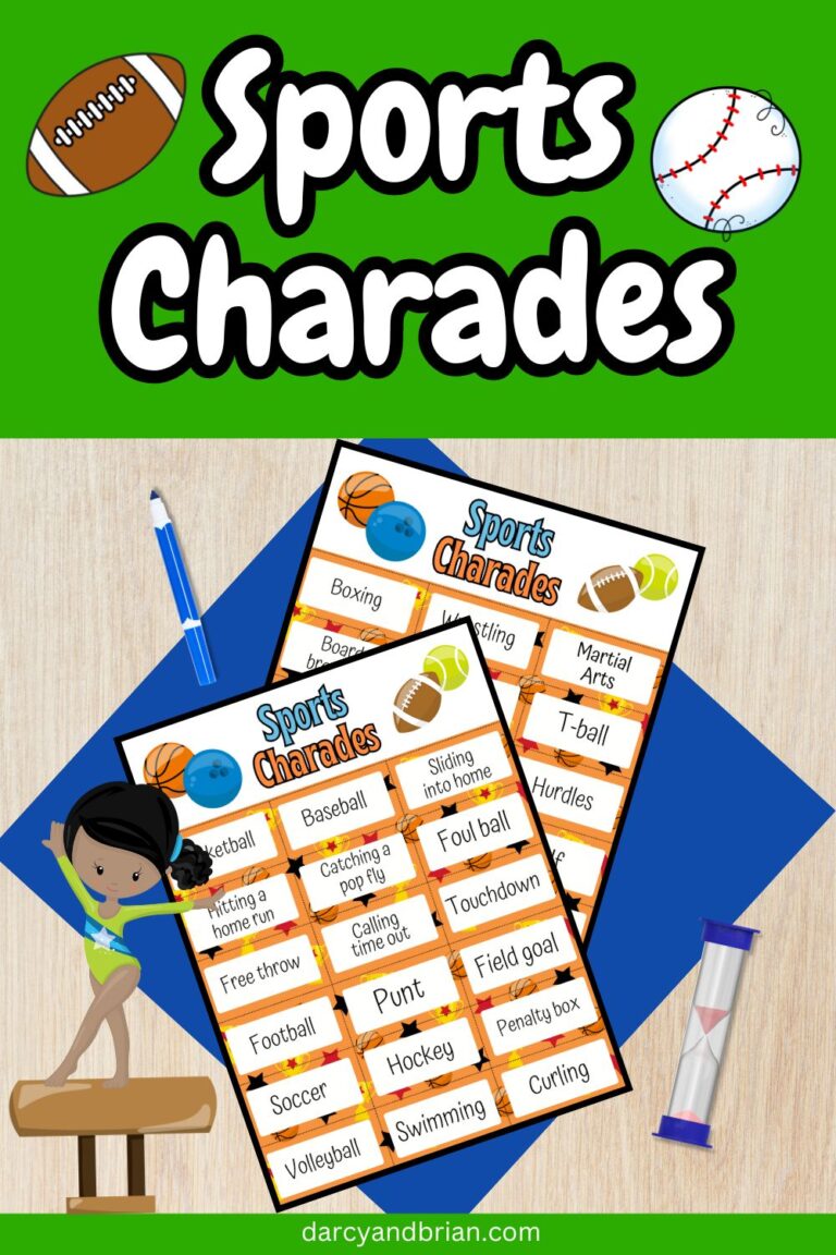 Fun Sports Charades Printable Game for Kids