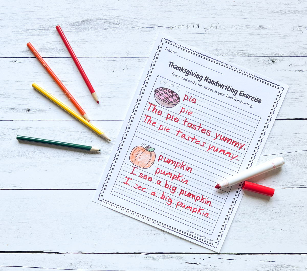 Thanksgiving Handwriting Worksheets