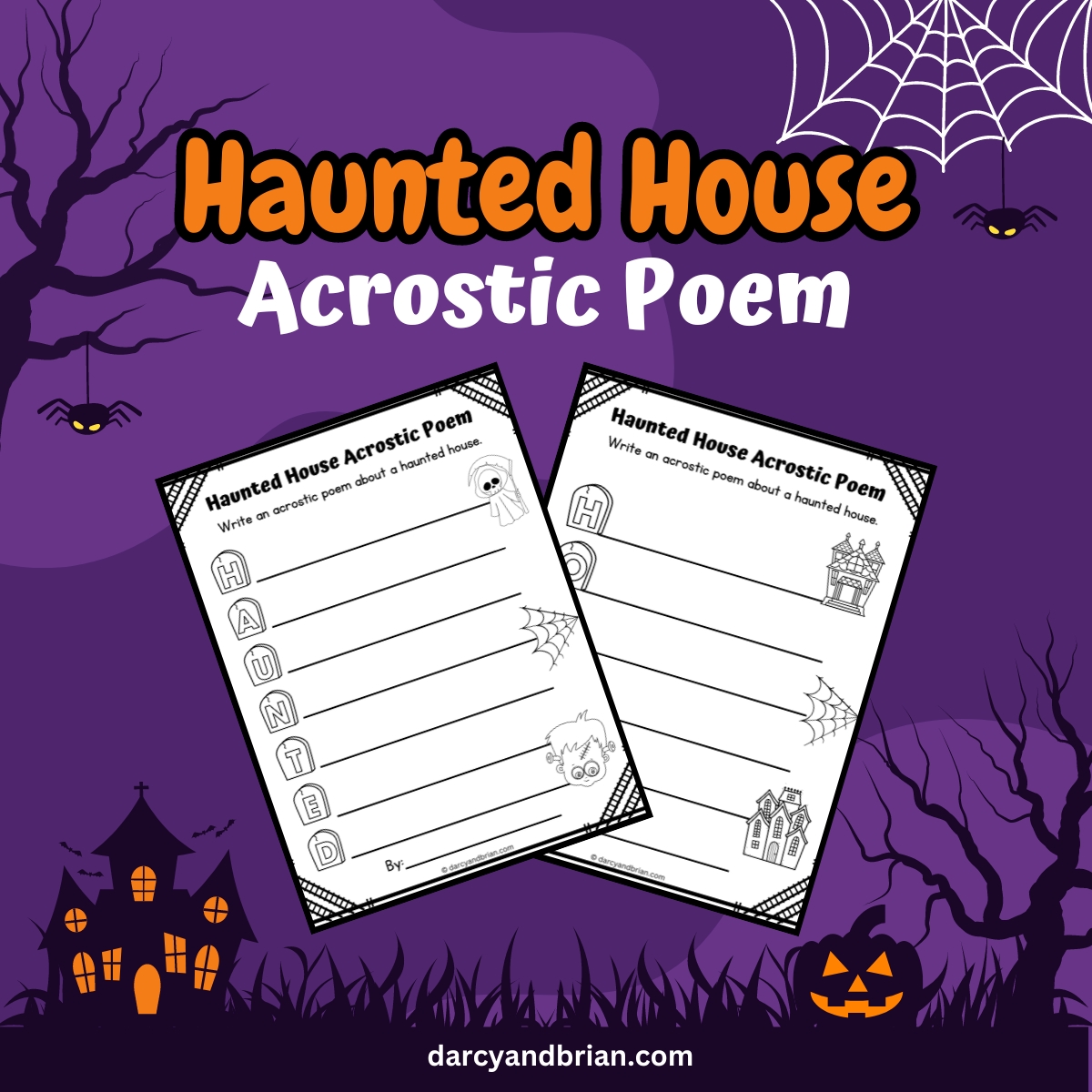 Haunted House Acrostic Poem Printable Worksheet