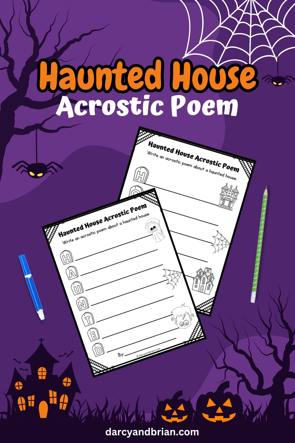 Haunted House Acrostic Poem Printable Worksheet