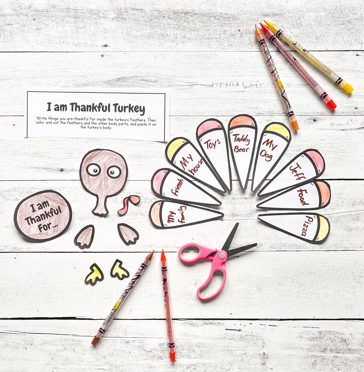 I Am Thankful Turkey Printable Craft Activity