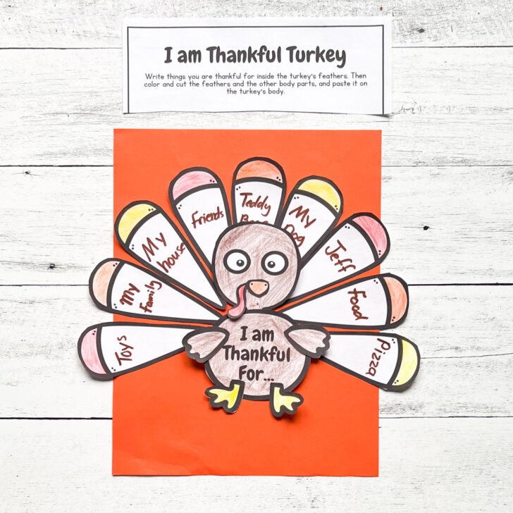 I Am Thankful Turkey Printable Craft Activity