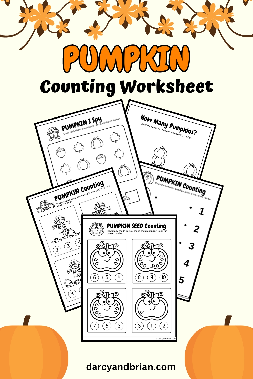 Pumpkin Counting Worksheet For Preschoolers